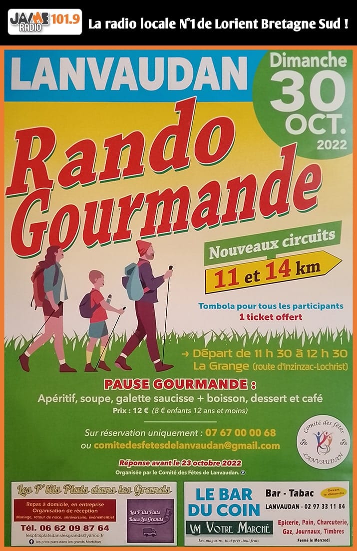 La 4ème Rando-Gourmande, c'est bientôt et c'est à Lanvaudan le dimanche ...