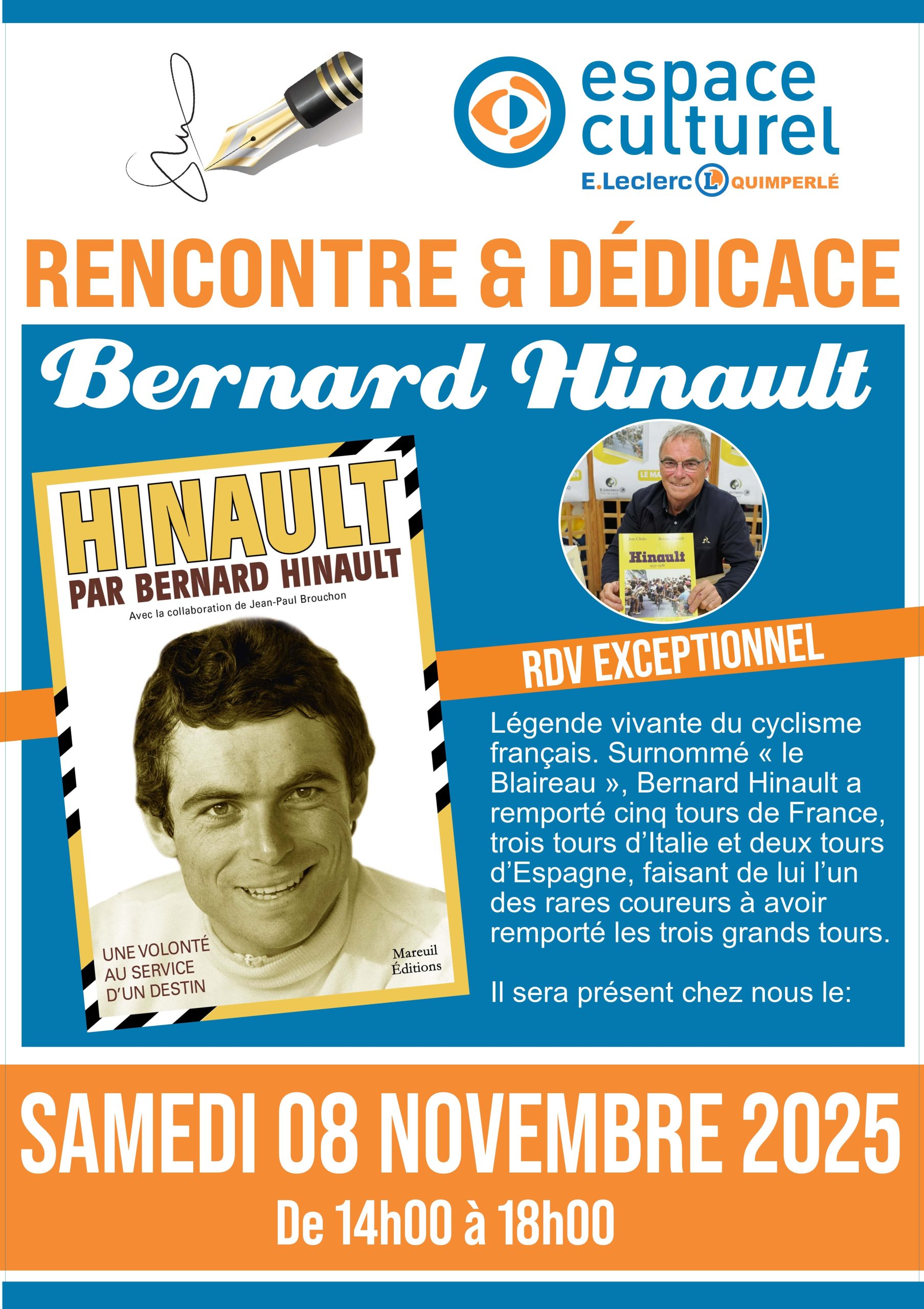 Bernard Hinault en dédicace à Vannes et Quimperlé - Jaimeradio